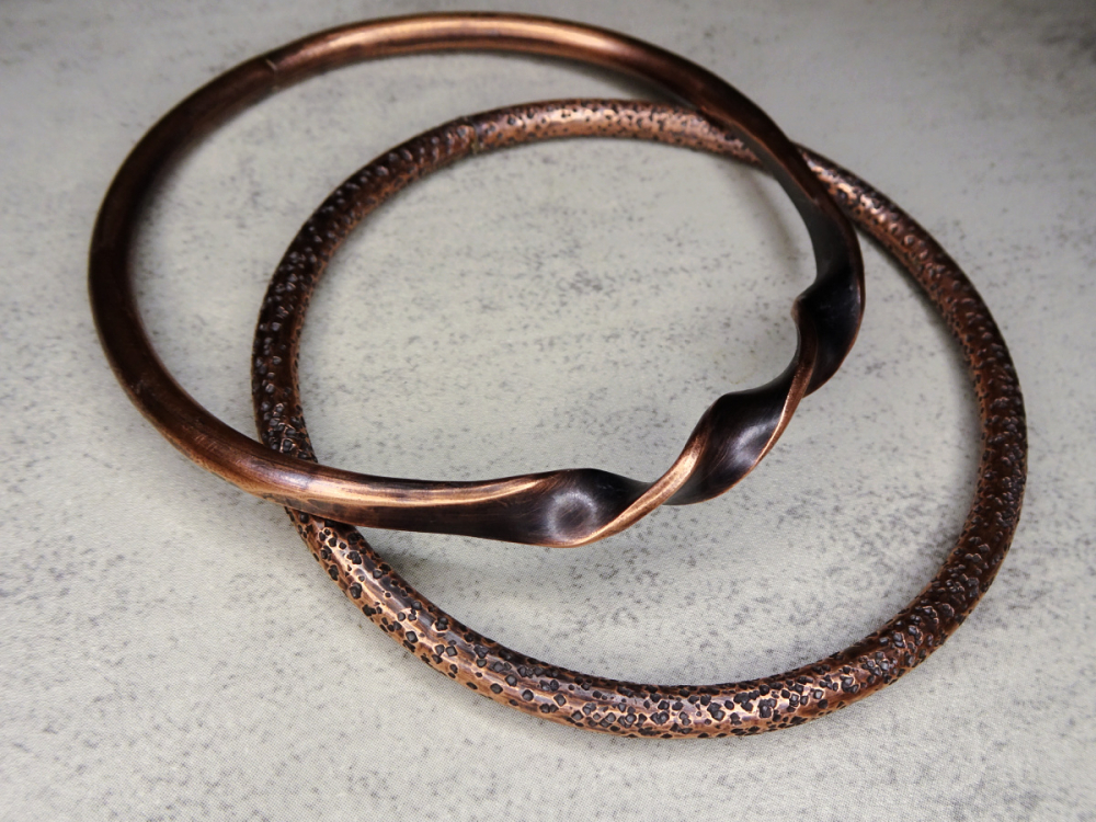 BC-11 Set of 2 Textured Copper Bangles (average size) | Handcrafted ...