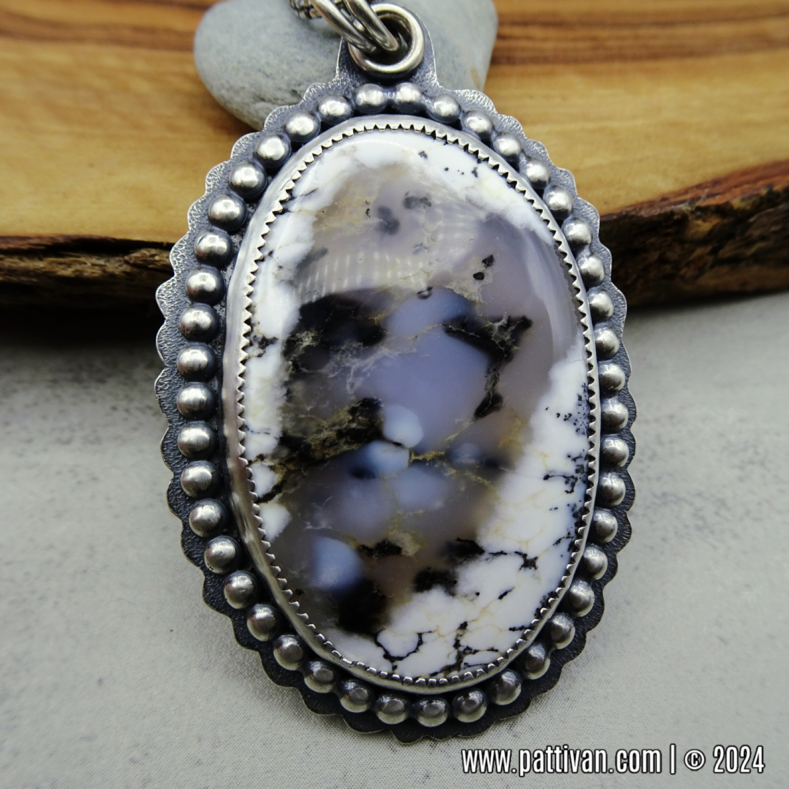 NS-118 Dendritic Opal and Sterling Silver Necklace | Handcrafted ...
