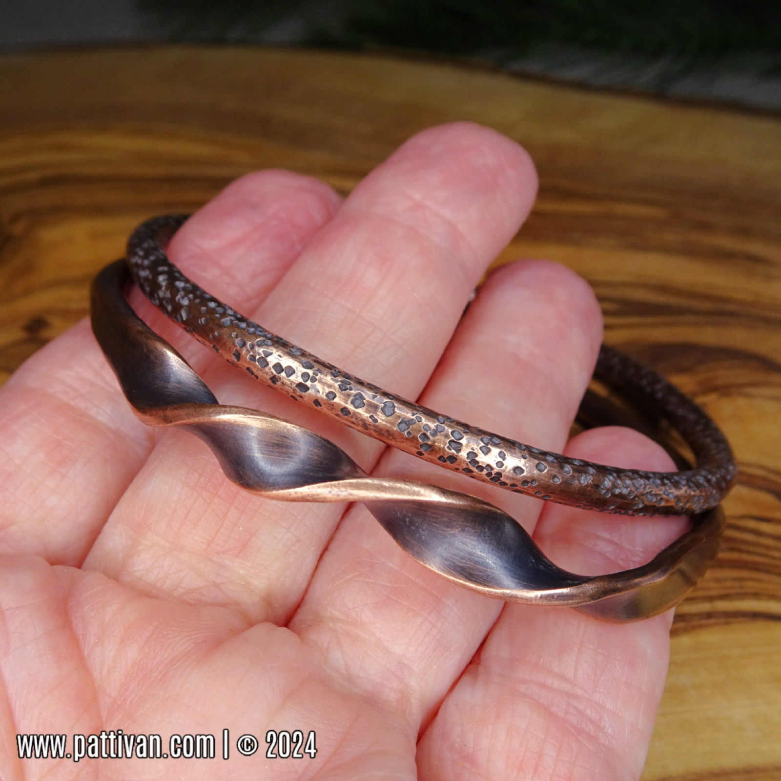 BC-11 Set of 2 Textured Copper Bangles (average size) | Handcrafted ...